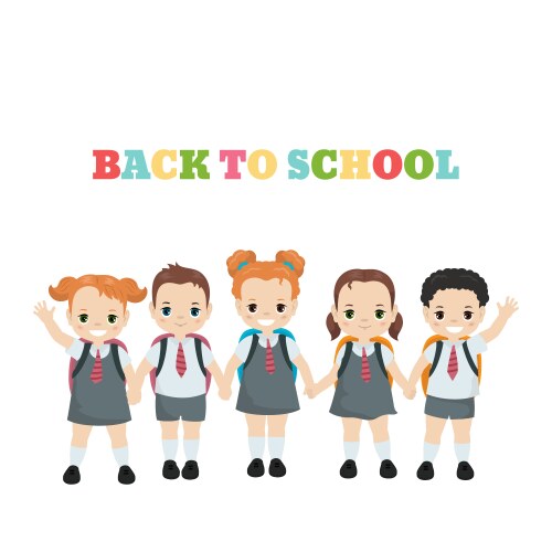 Happy school kids Royalty Free Vector Image - VectorStock