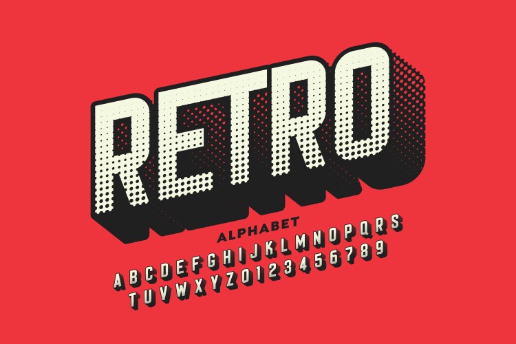 Retro style alphabet Royalty Free Vector Image
