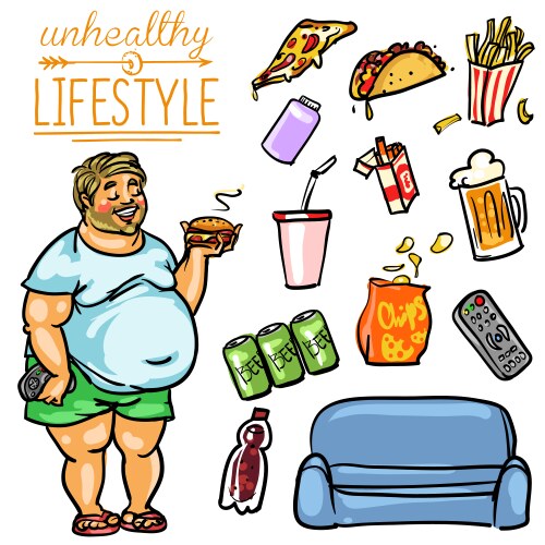 Unhealthy lifestyle - man Royalty Free Vector Image
