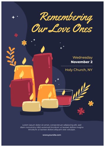 Flat all souls day vertical poster template Vector Image