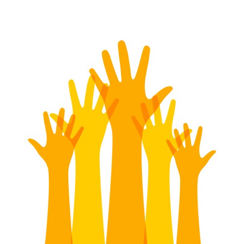 Colored volunteer crowd hands Royalty Free Vector Image Colored volunteer crowd hands Royalty Free Vector Image
