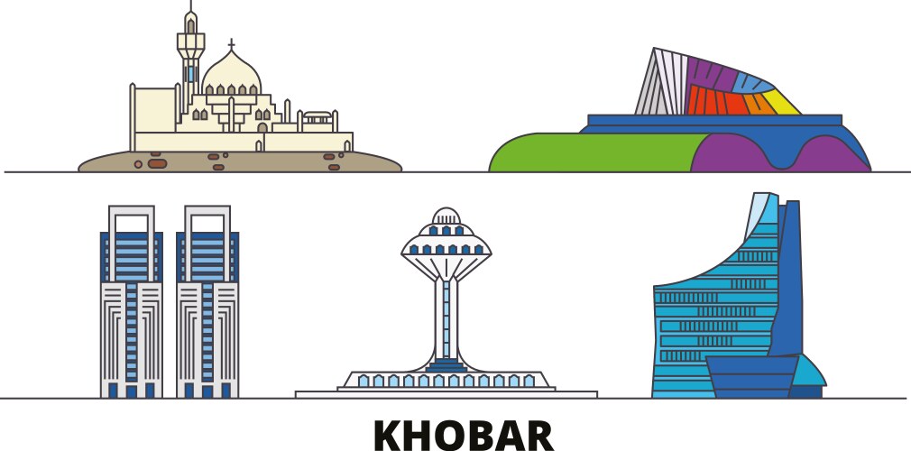 Khobar landmarks and monuments Royalty Free Vector Image