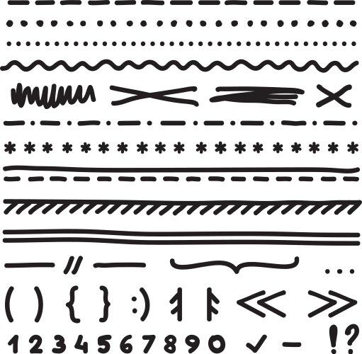 Hand-drawn lines set Royalty Free Vector Image