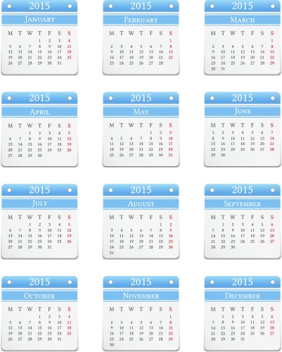 2015 calendar Royalty Free Vector Image - VectorStock