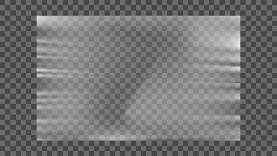 Realistic glossy stretched plastic warp on gray Vector Image