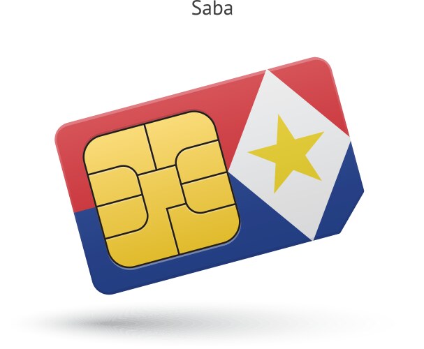 Aruba mobile phone sim card with flag Royalty Free Vector