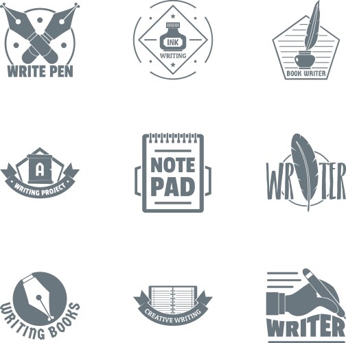 Scribe icons set cartoon style Royalty Free Vector Image