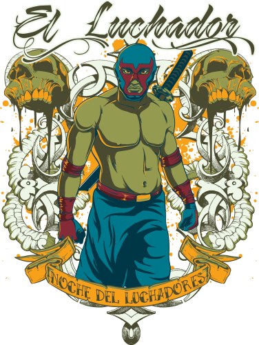 Purple luchador mask template wrestling suit item Vector Image