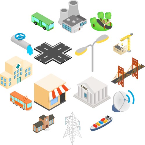 Infrastructure set icon blue Royalty Free Vector Image