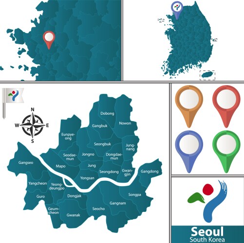 Map seoul south korea Royalty Free Vector Image