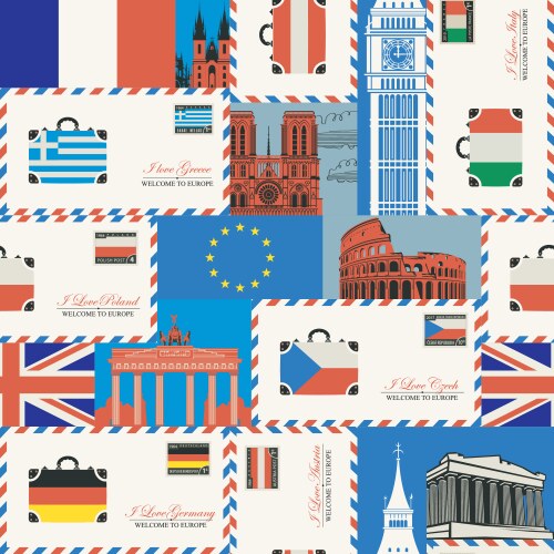 Travel icons seamless texture Royalty Free Vector Image