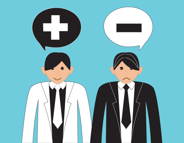 Realistic blue positive and negative Royalty Free Vector