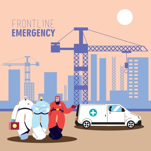 First-line emergency doctors wearing a protective Vector Image