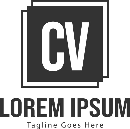 Initial cv logo template with modern frame Vector Image