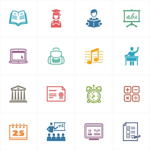 Education colored icons 14 Royalty Free Vector Image
