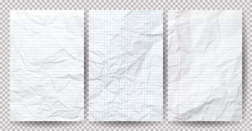Set of white clean crumpled papers Royalty Free Vector Image