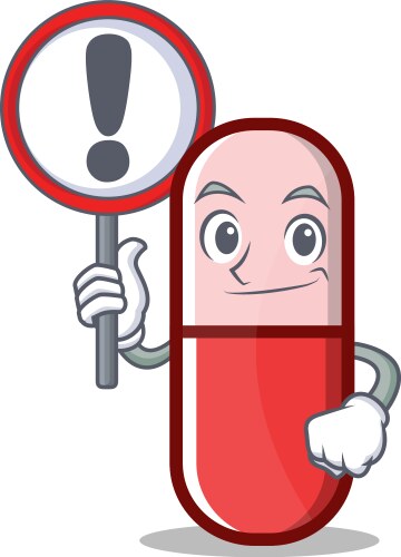 Animated capsule character holding a sign Vector Image