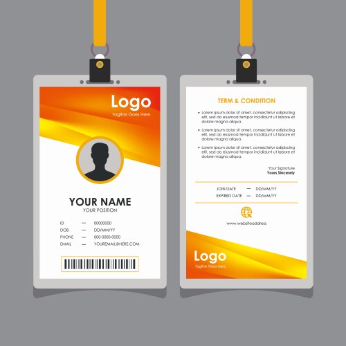 Yellow id card design template image Royalty Free Vector