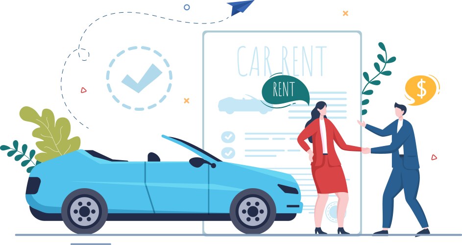 Car rental booking reservation and sharing using Vector Image