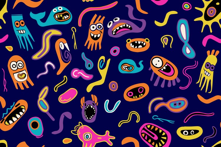 Cute cartoon monsters seamless pattern cosmic Vector Image