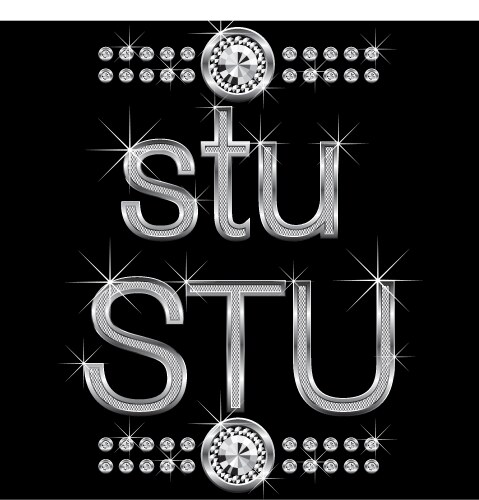 Metallic 3d text effect alphabets and numbers Vector Image