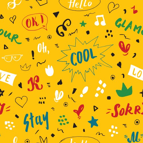 Doodle seamless pattern hand drawn pop art signs Vector Image