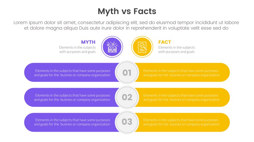 Fact vs myth comparison or versus concept Vector Image