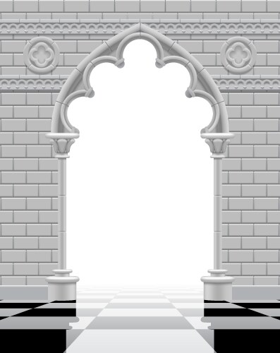 Gothic arch with moon phases hand drawn Royalty Free Vector