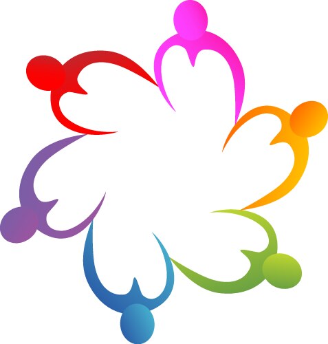 Teamwork support flower logo Royalty Free Vector Image
