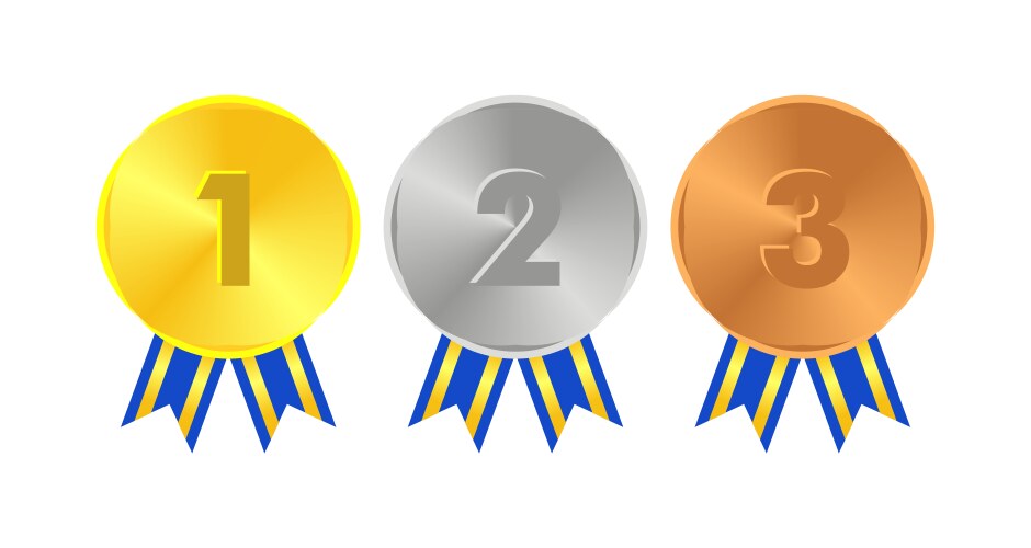 Winner gold silver bronze 1st 2nd 3rd medal first Vector Image