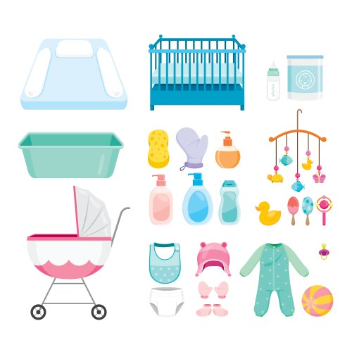 Set of baby clothing and accessories Royalty Free Vector