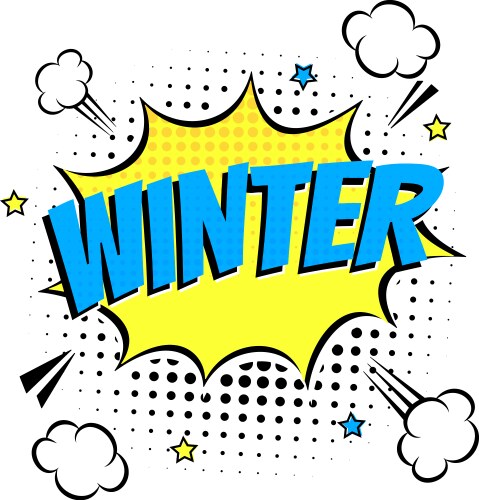 Comic lettering winter in the speech bubbles Vector Image