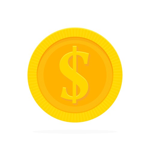 One gold coin icon in cartoon style Royalty Free Vector
