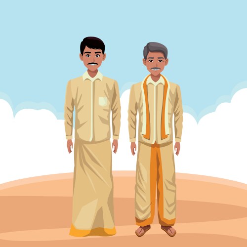 Indian men avatar cartoon character in black Vector Image