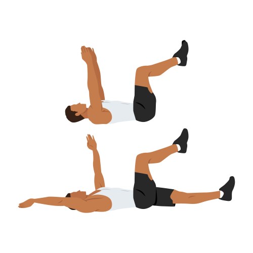 Woman doing dead bug exercise Royalty Free Vector Image