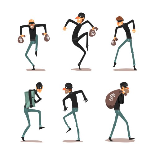 Male thief in mask set robber cartoon characters Vector Image