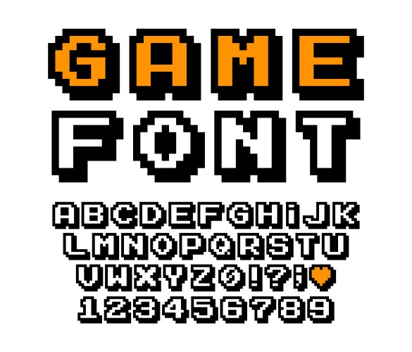 Pixel retro font 8-bit alphabet Royalty Free Vector Image