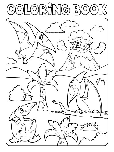 Coloring book dinosaur theme 1 Royalty Free Vector Image