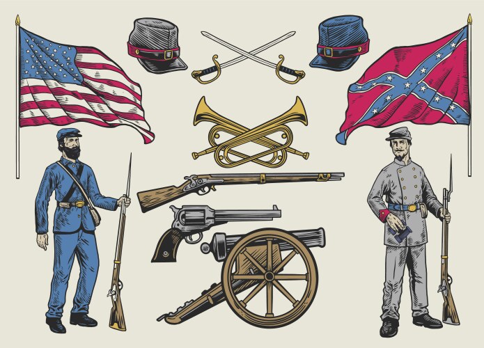 Hand drawing vintage style american civil war Vector Image