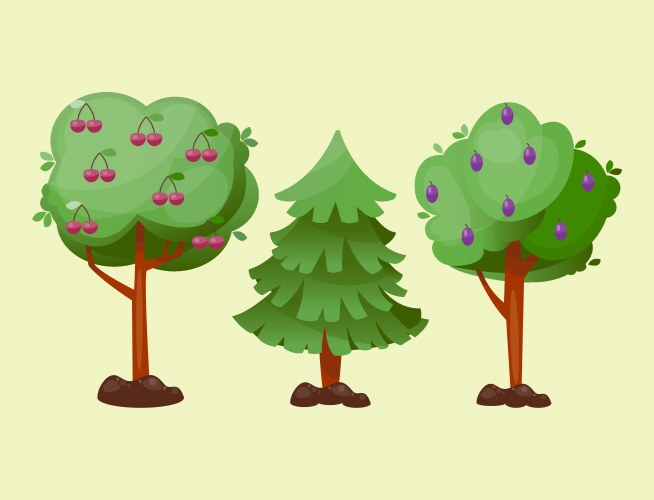 Tree types green forest pine treetops Royalty Free Vector