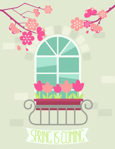 Bucket set with flowers spring is coming Vector Image