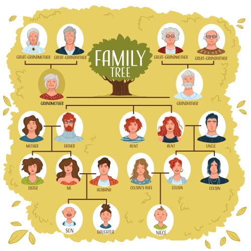 Family tree human avatars relationship scheme Vector Image