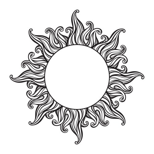 Bohemian hand drawn sun Royalty Free Vector Image