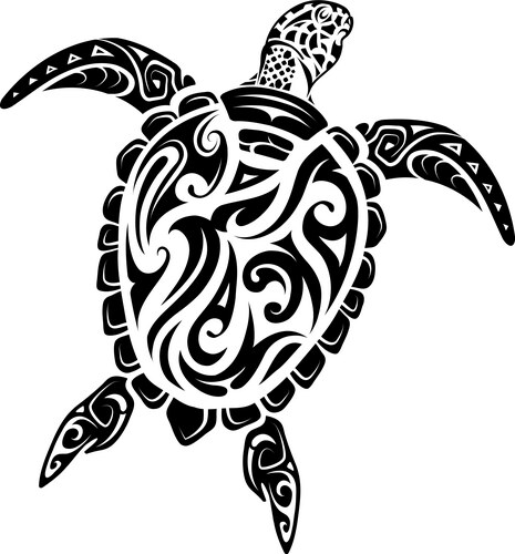Maori turtle tattoo design isolated Royalty Free Vector