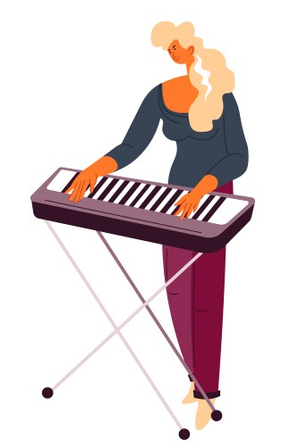 Cartoon little boy playing piano Royalty Free Vector Image