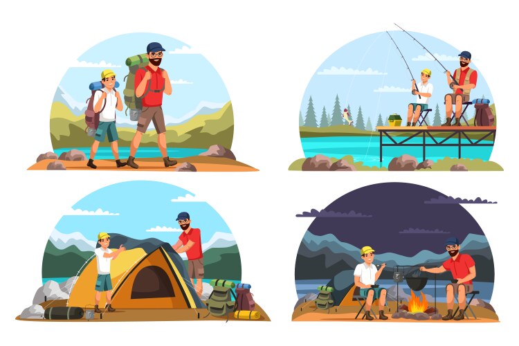 Camping flat design Royalty Free Vector Image - VectorStock