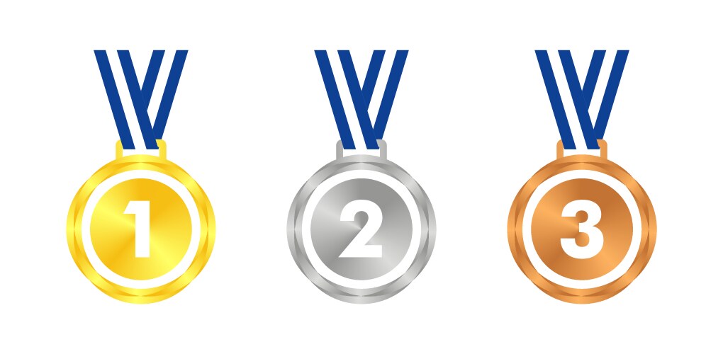 Winner gold silver bronze 1st 2nd 3rd medal first Vector Image
