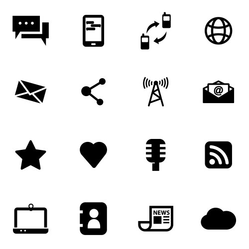 Black internet icons set Royalty Free Vector Image