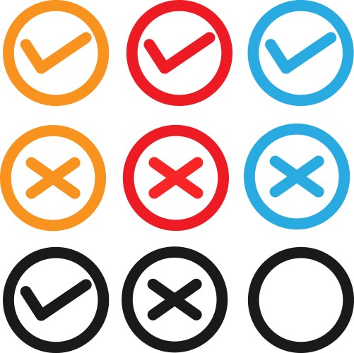 Check alert and uncheck icons isolated on a white Vector Image