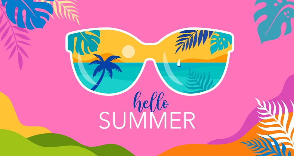 Background with summer and beach objects Vector Image